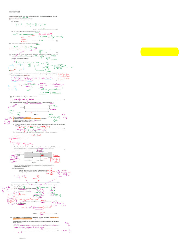 Current Electricity AS Past Paper - Edited | PDF