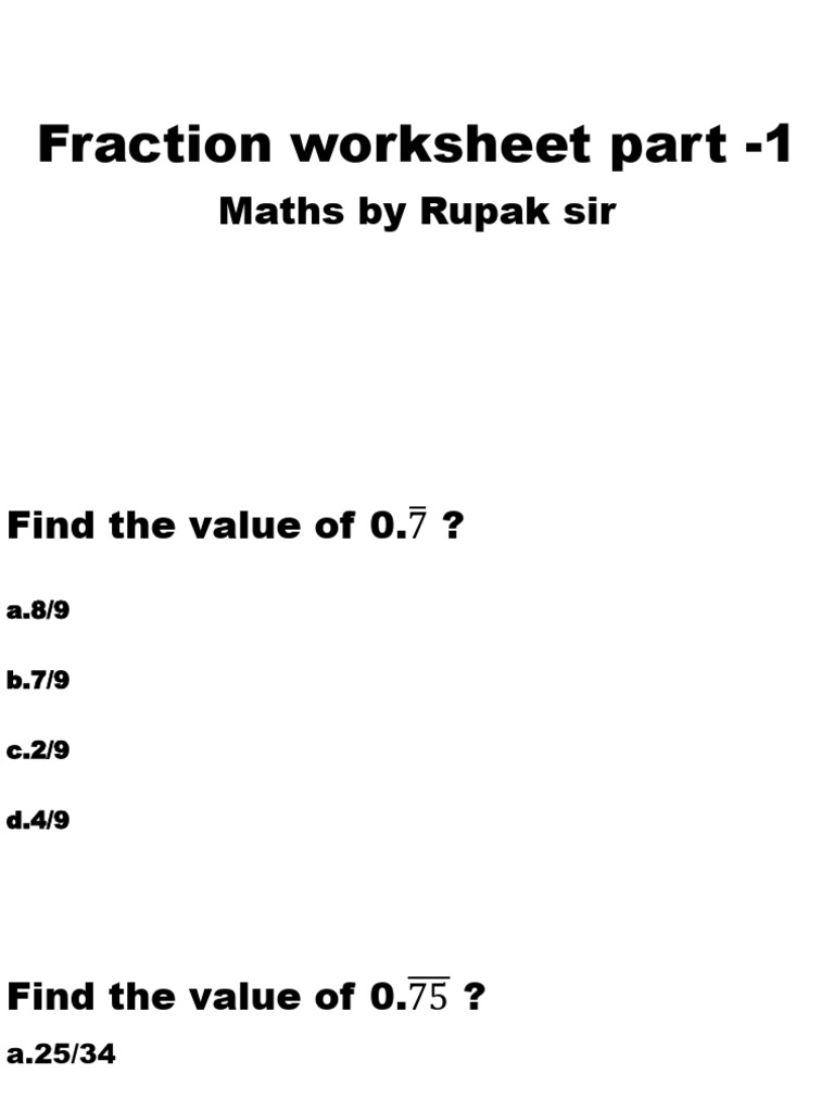 Fraction Part -1 PDF | PDF