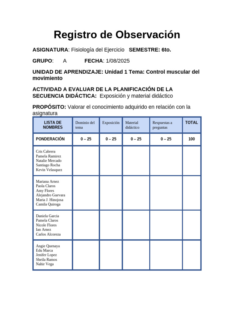 Registro de Observacion - 1 | PDF