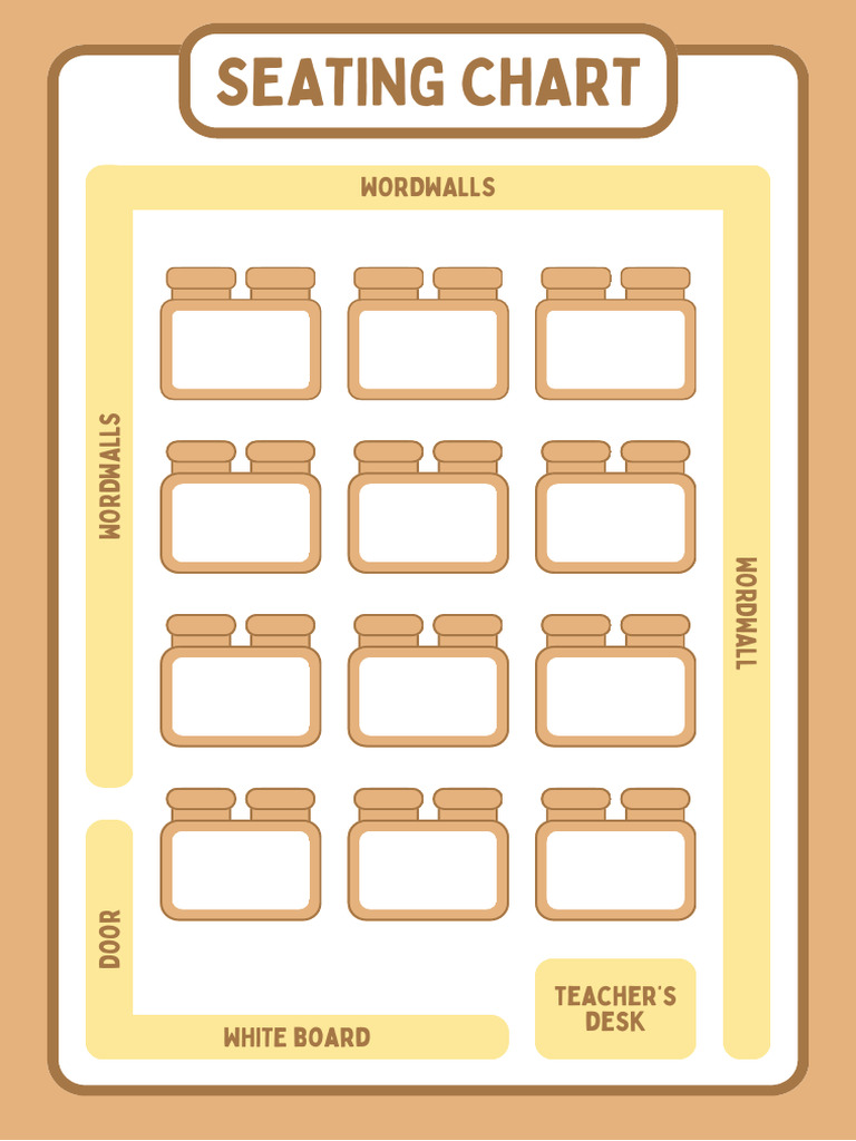 Class Seating Chart in Yellow Brown Simple Style | PDF