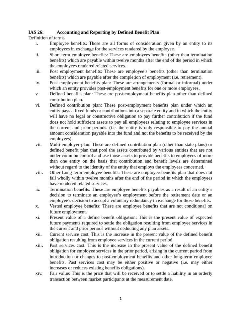IAS 26 Accounting and Reporting by Defined Benefit Plan | PDF | Pension | Defined Benefit ...