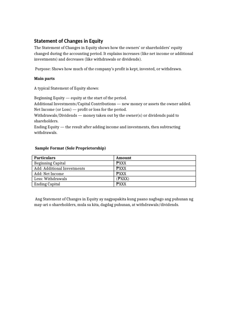 Changes in Equity and Cash Flow Overview | PDF | Equity (Finance ...