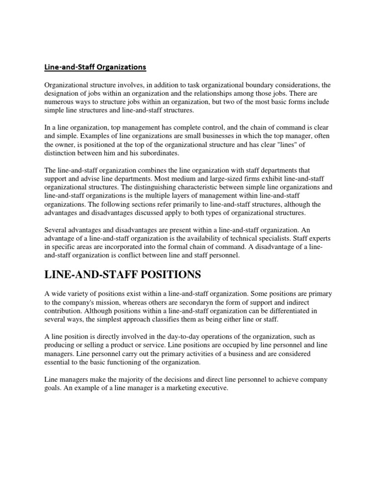 Line and Staff | PDF | Organizational Structure | Employment