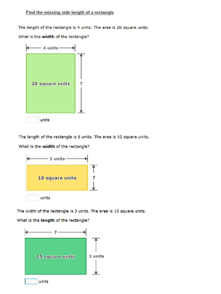 Missing Side Length of A Rectangle | PDF