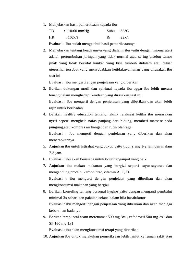 Planing Asuhan Miom | PDF