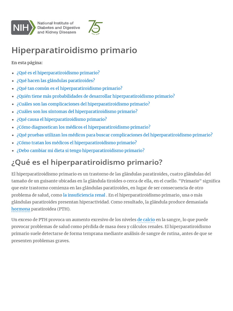 Primary Hyperparathyroidism - NIDDK | PDF | Endocrine System | Diseases ...
