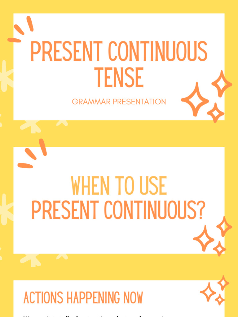 Present Continuous Tense Grammar Presentation in Orange Yellow Basic ...