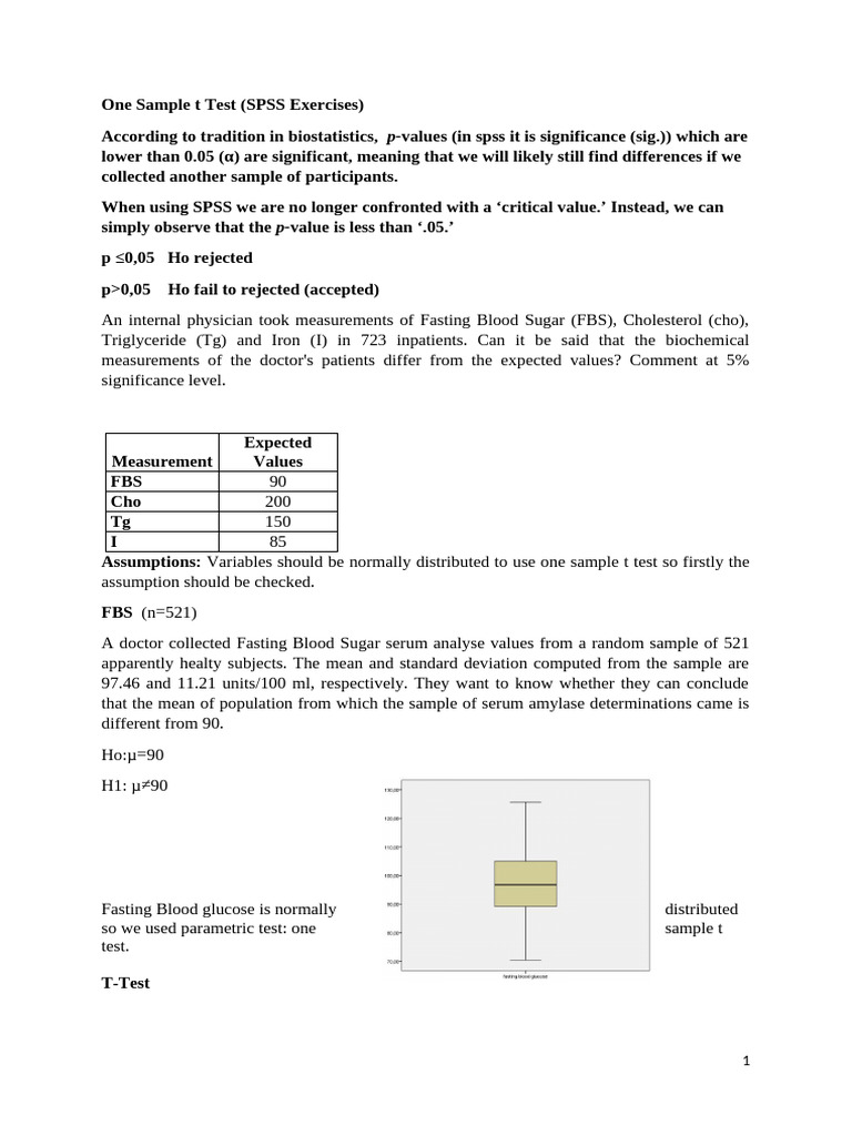 One Sample t Test in SPSS Analysis | PDF | Statistics | Statistical Theory