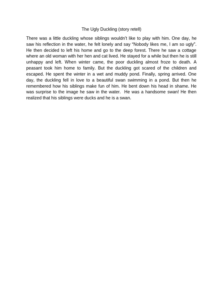 The Ugly Duckling: A Retelling | PDF