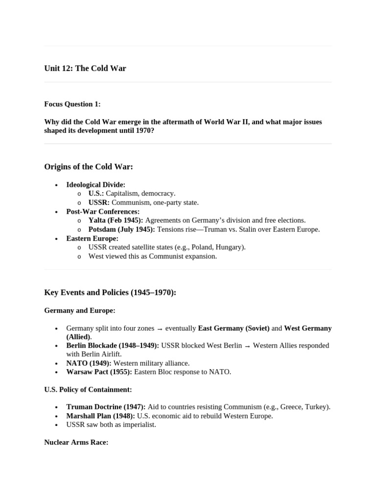 Cold War Origins and Global Impact | PDF | Cold War | Soviet Union