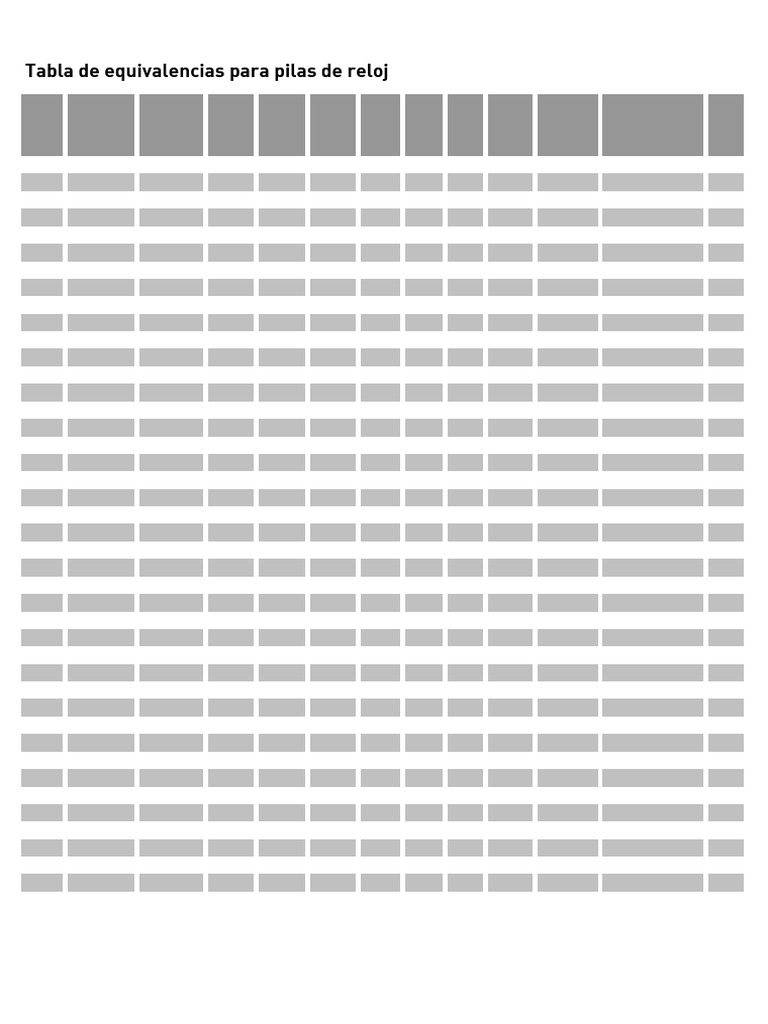 Tabla de equivalencias de pilas para reloj | PDF
