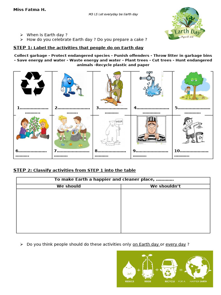 M3L5 Let Everyday Be Earth Day | PDF | Foods