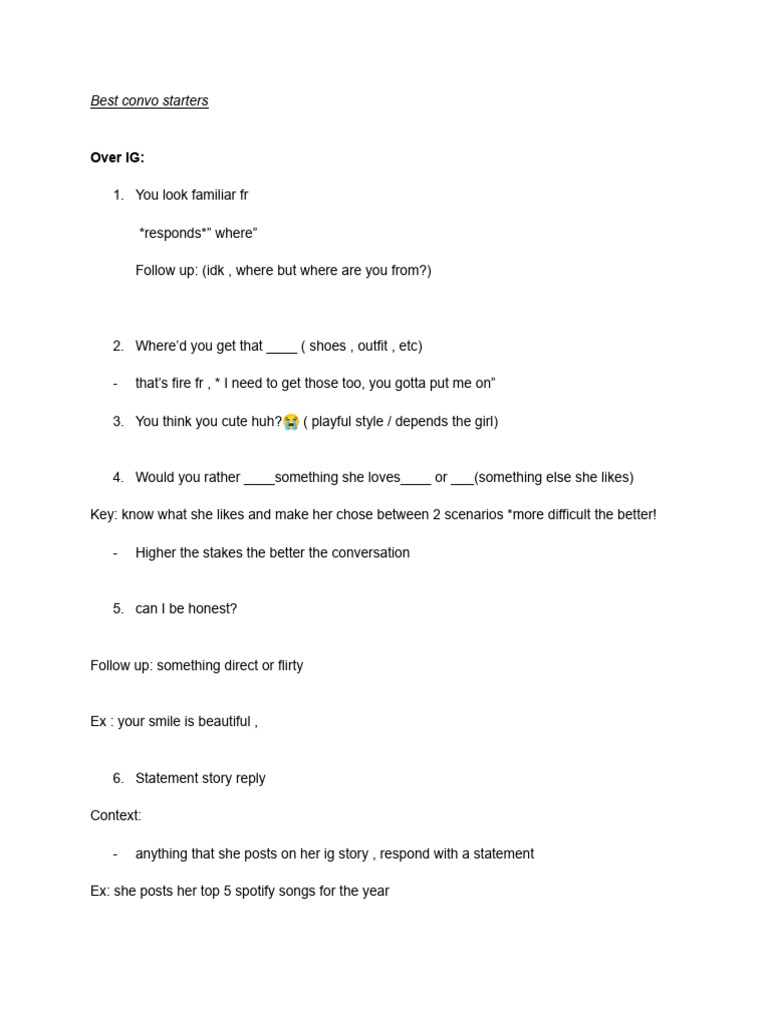 Convo starters | PDF