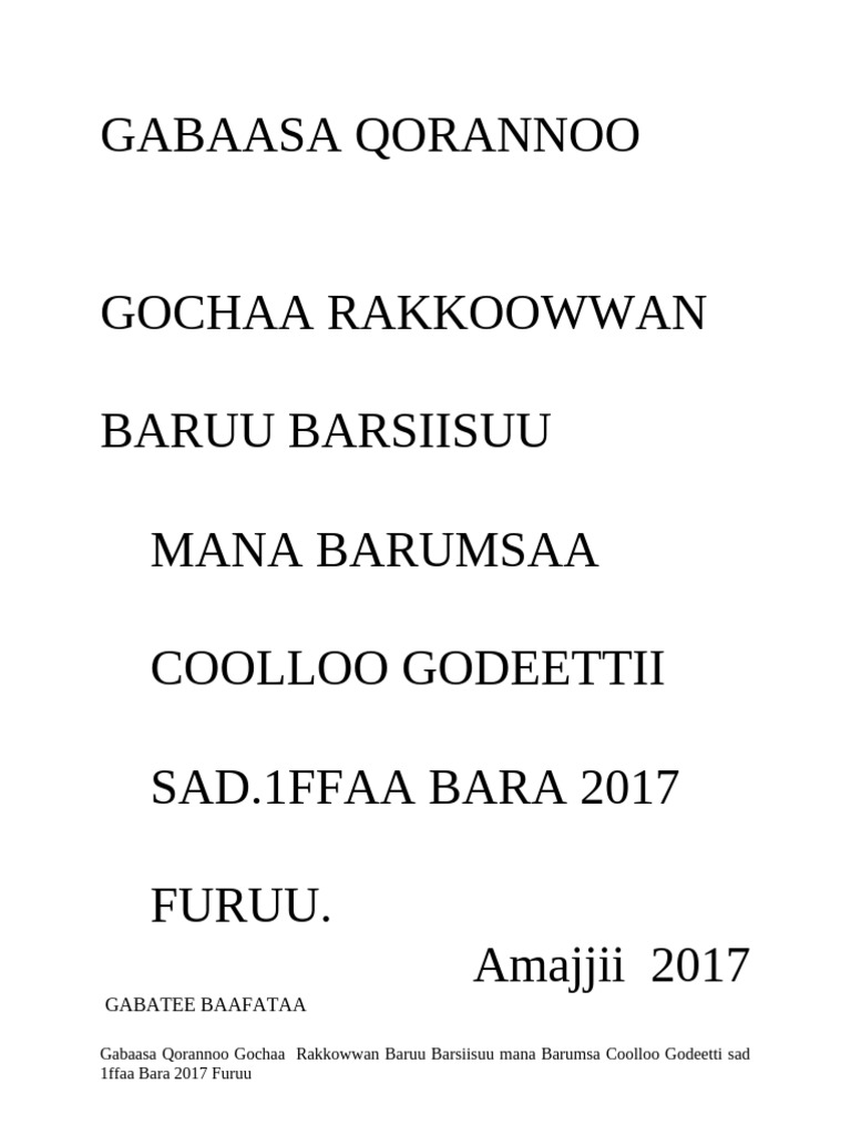 Gabaasa Qorranno Gochaa | PDF