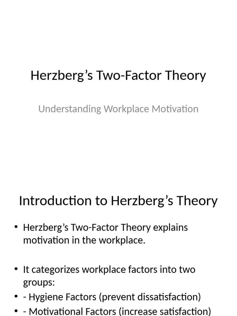 Herzberg's Two-Factor Theory Overview | PDF