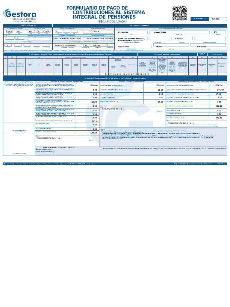Formulario de Pago Sip | PDF | Pensión | Finanzas personales