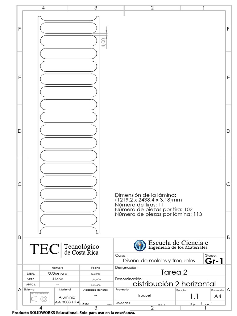 Proyección en Primer Ángulo: Proyecto TEC | PDF