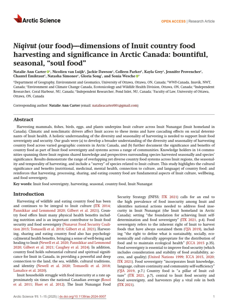 Inuit Country Food Harvesting Insights | PDF | Inuit