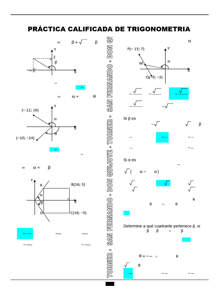 Práctica Calificada de Trigonometría UNHEVAL 2022 I | PDF