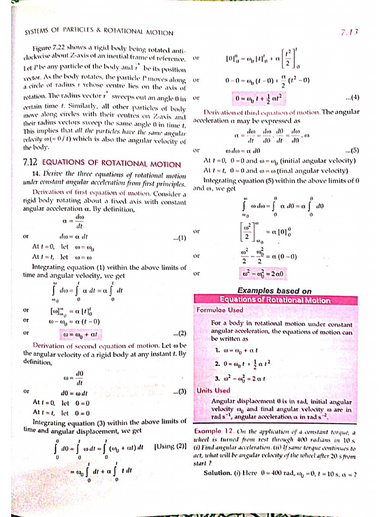 Rotational Dynamics Kinematic Equation Questions | PDF