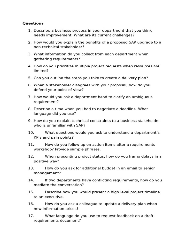 SAP Scenarios Role Plays | PDF | Scrum (Software Development)