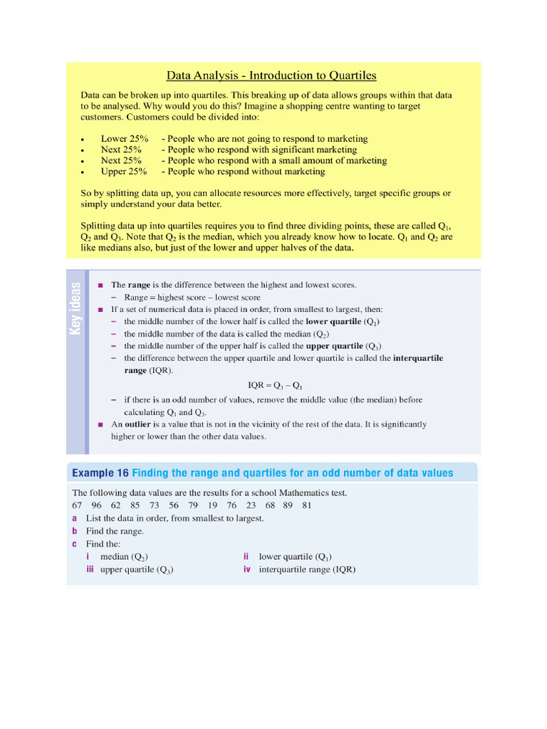 Interquartile Range Lesson 9J | PDF