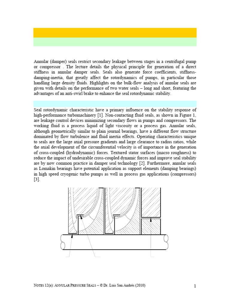 Annular Damper Seal Dynamics | PDF | Pump | Fluid Dynamics
