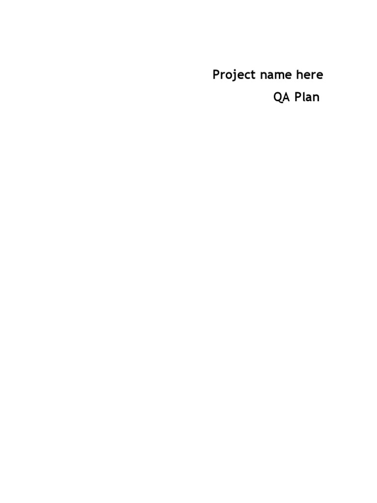 Qa Project Plan Template Pdf Software Testing Specification Technical Standard 