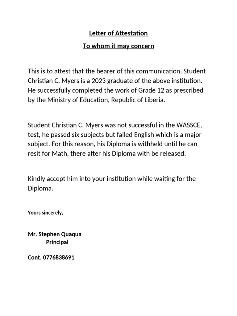 Letter of Attestation | PDF