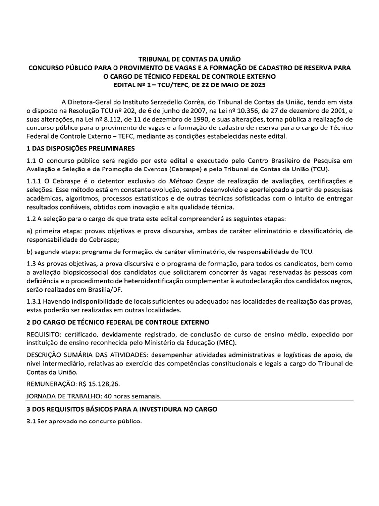 Edital TCU | PDF