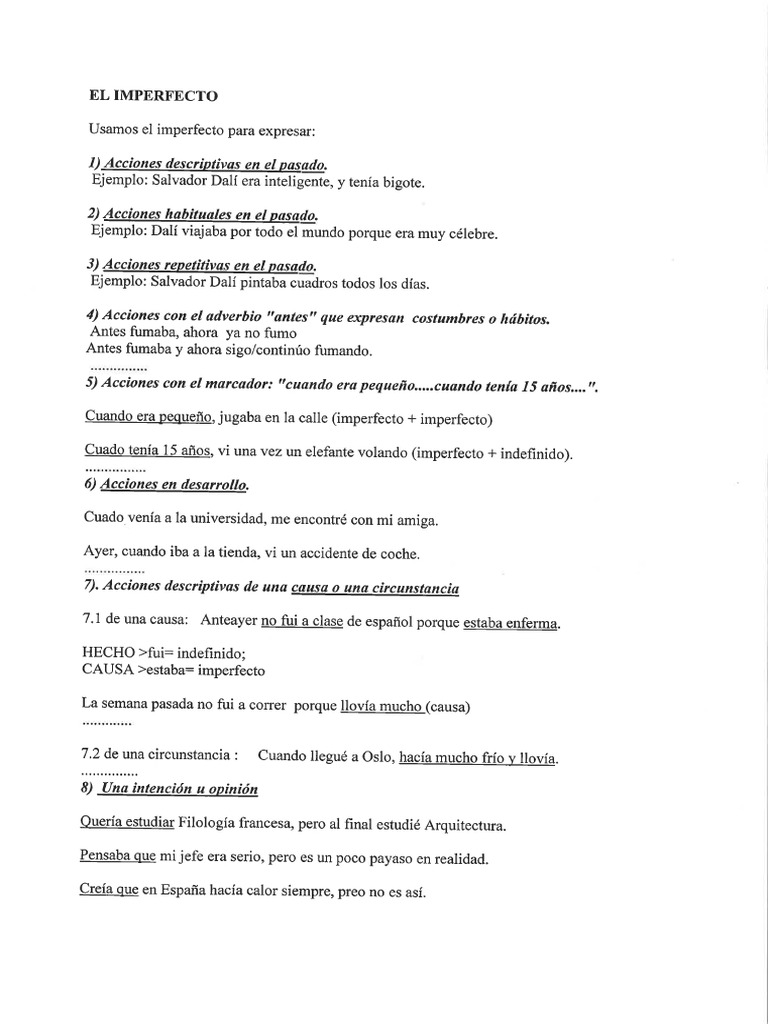 3.1 El Preterito Imperfecto de Indicativo | PDF