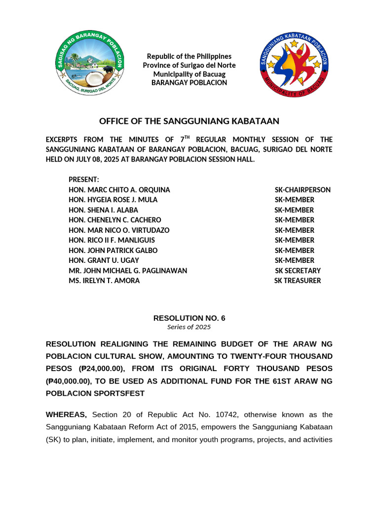 SK Resolution No. 6 S. 2025 | PDF