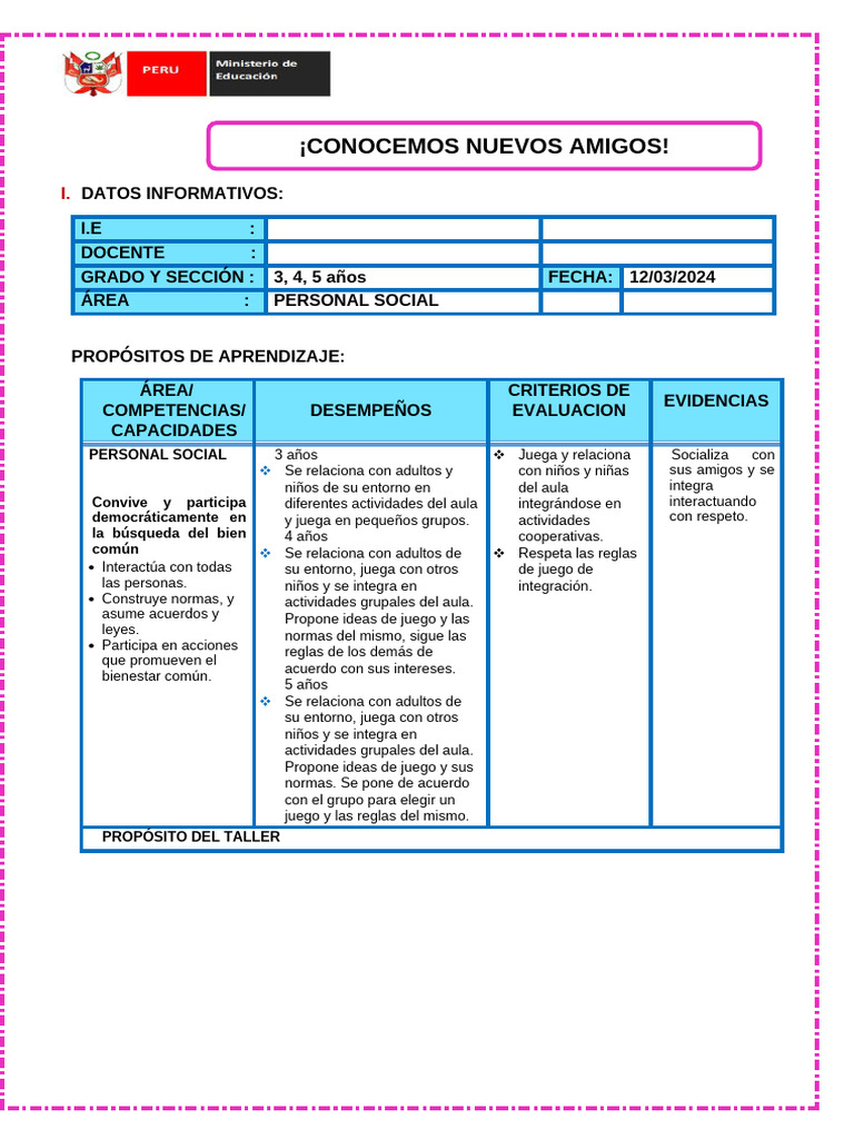 Conocemos Nuevos Amigos | PDF | Salón de clases | Dibujo