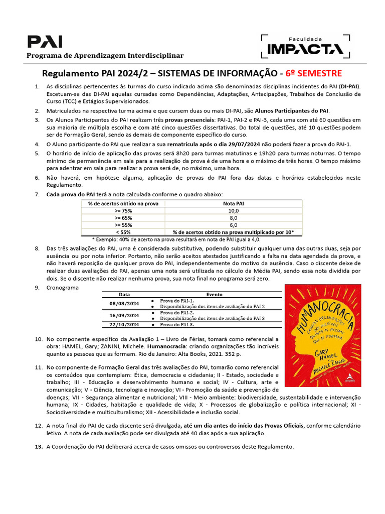 Regulamento PAI - SI 6 - 2024_02.Docx | PDF