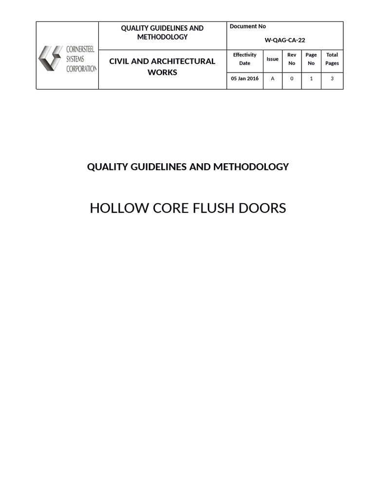 Methodology For Hollow Core Flush Door Installation | PDF | Door