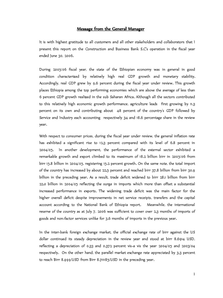 Message From The General Manager | PDF | Banks | Government Budget Balance