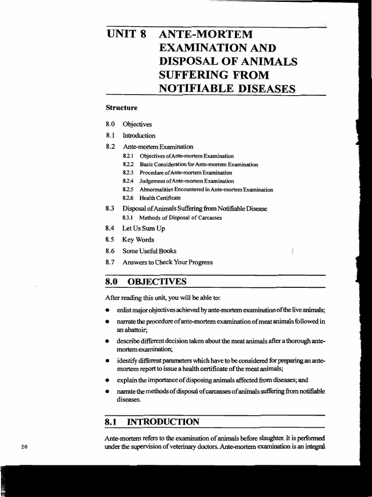Ante-Mortem Examination of Meat | PDF