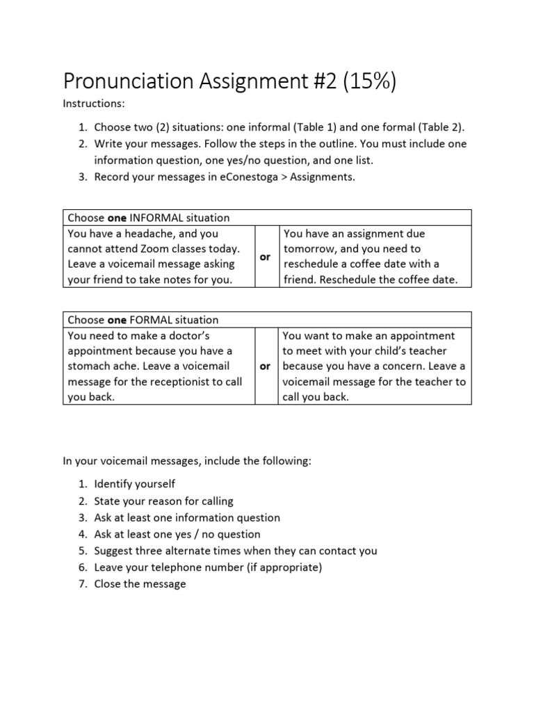 Voicemail Message Guidelines | PDF