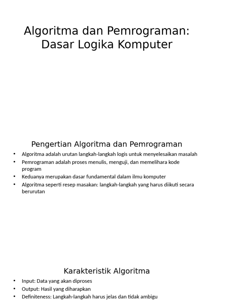 Algoritma Dan Pemrograman Dasar Logika Komputer | PDF