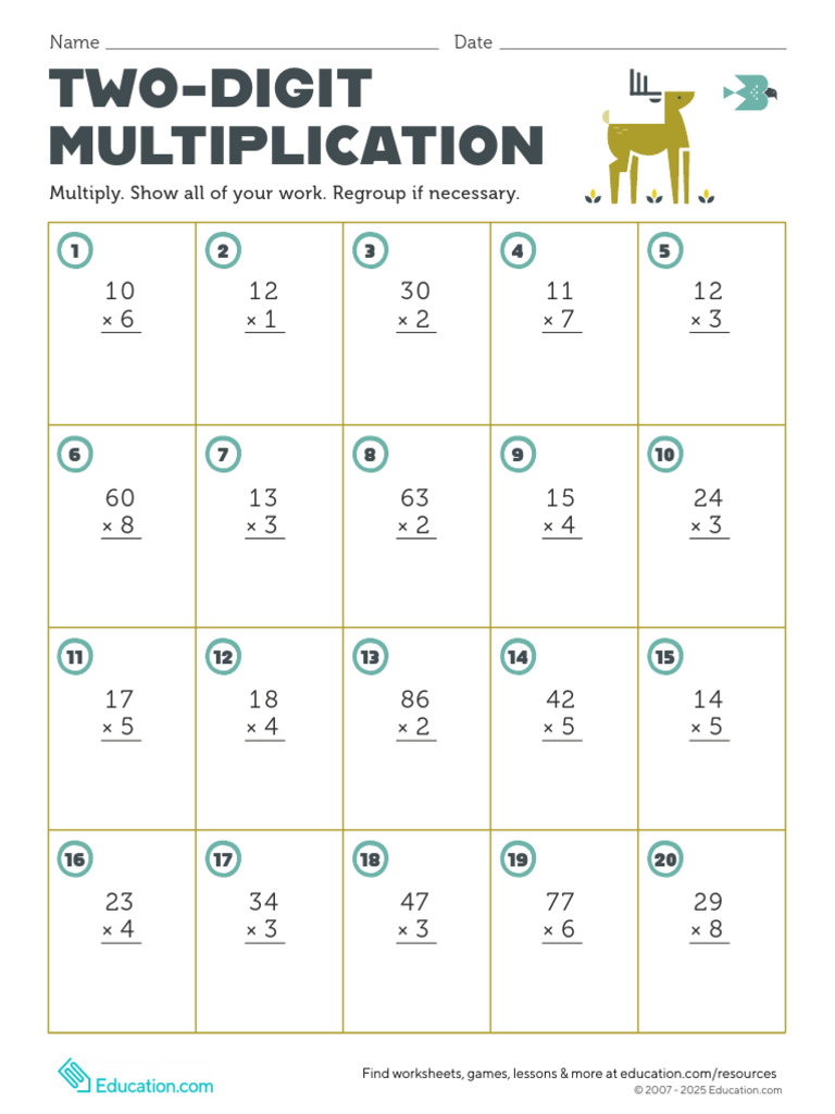 Two Digit Multiplication | PDF | Multiplication | Arithmetic