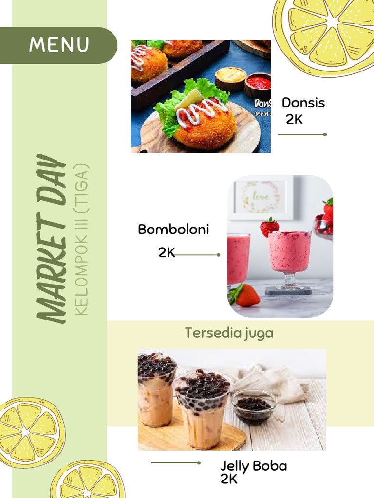 Menu Kafe Minuman Jus Buah Segar Kedai Foto | PDF