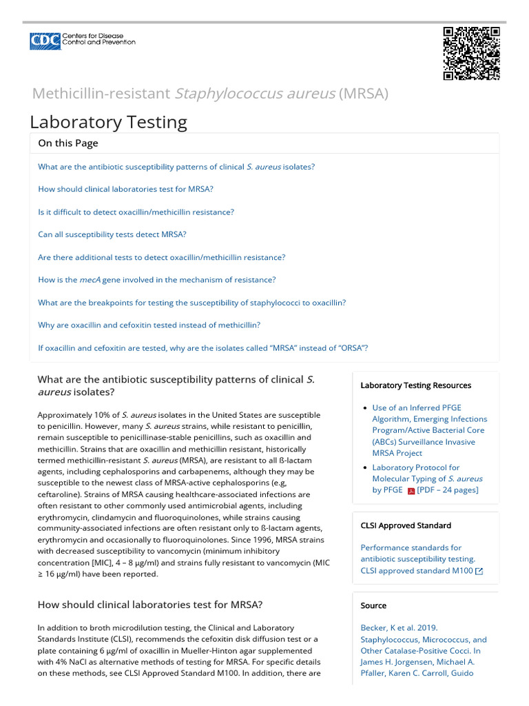 Laboratory Testing _ MRSA _ CDC | PDF | Methicillin Resistant ...