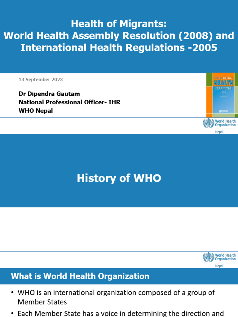 22 Feb - DR Dipendra Gautam (WHO) | PDF | Human Migration | World Health Organization