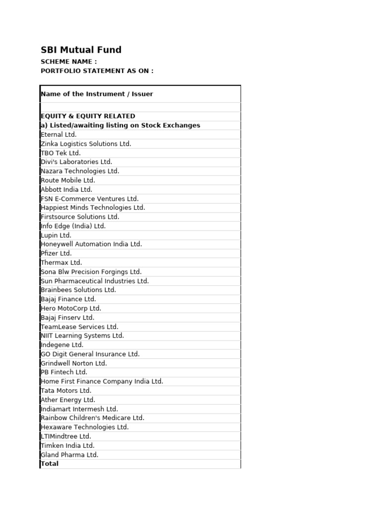 Sbi Innovative Opportunities Fund Monthly Portfolio July 2025 | PDF | Bonds (Finance ...