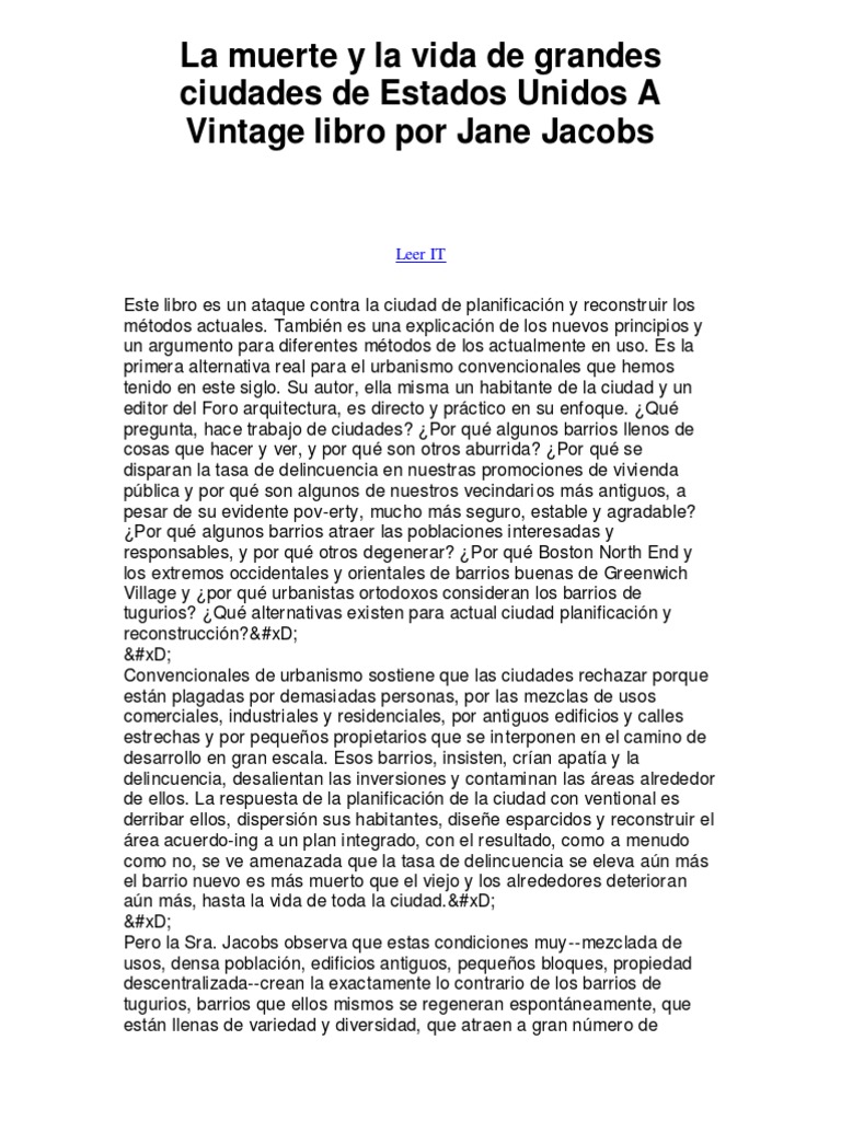 La Muerte y La Vida de Grandes Ciudades de Estados Unidos A Vintage ...