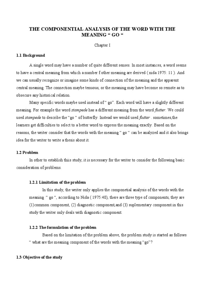 The Componential Analysis of The Word With The Meaning " Go " | PDF ...