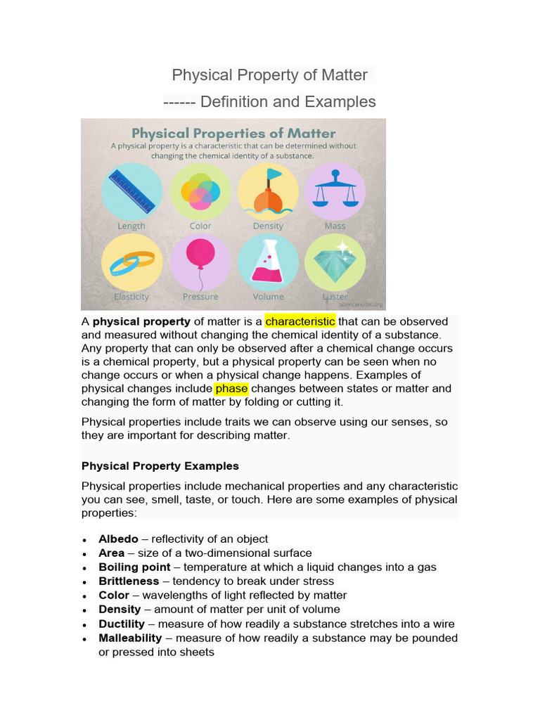 2.1 Physical Property of Matter | PDF | Matter | Ductility
