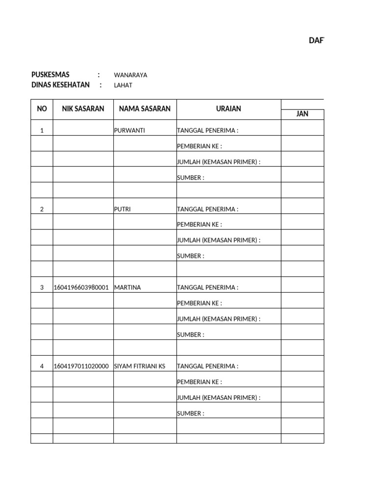 Format Laporan MT Bumil & Balita Tahun 2021 | PDF
