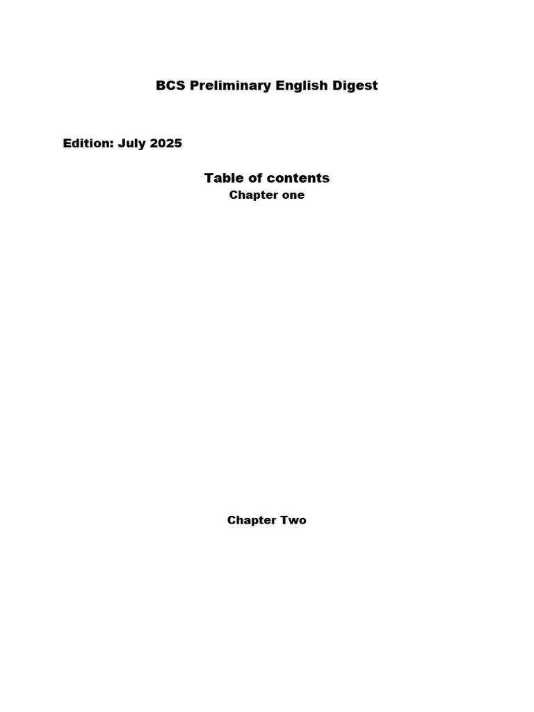 BCS Preliminary English Digest 2025 | PDF | English Language | Part Of ...