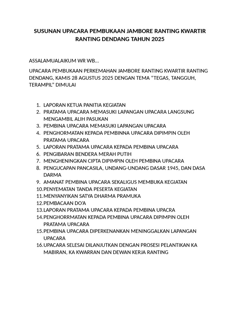 Susunan Acara Jamran 2025 | PDF